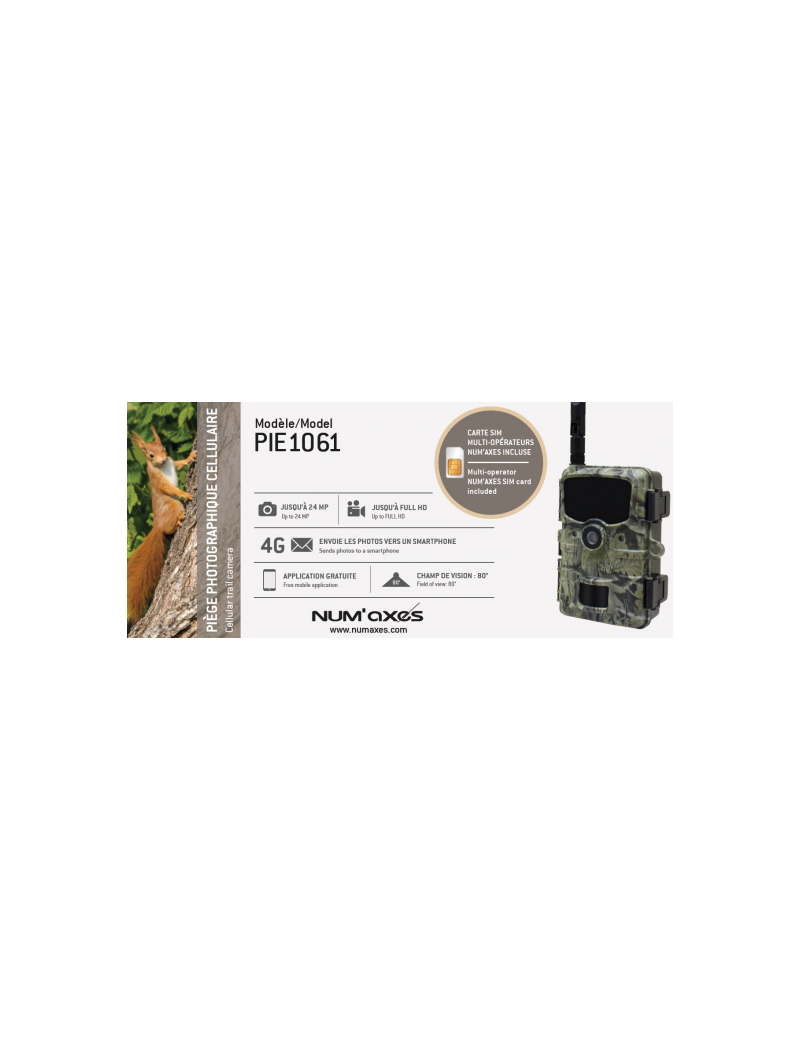 CAMERA DE SURVEILLANCE NUM'AXES PIE 1061 + CARTE SIM