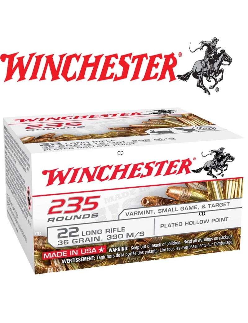 MUNITION WINCHESTER 22LR SUPER-X 36GR LHP COPPER PLATED/235